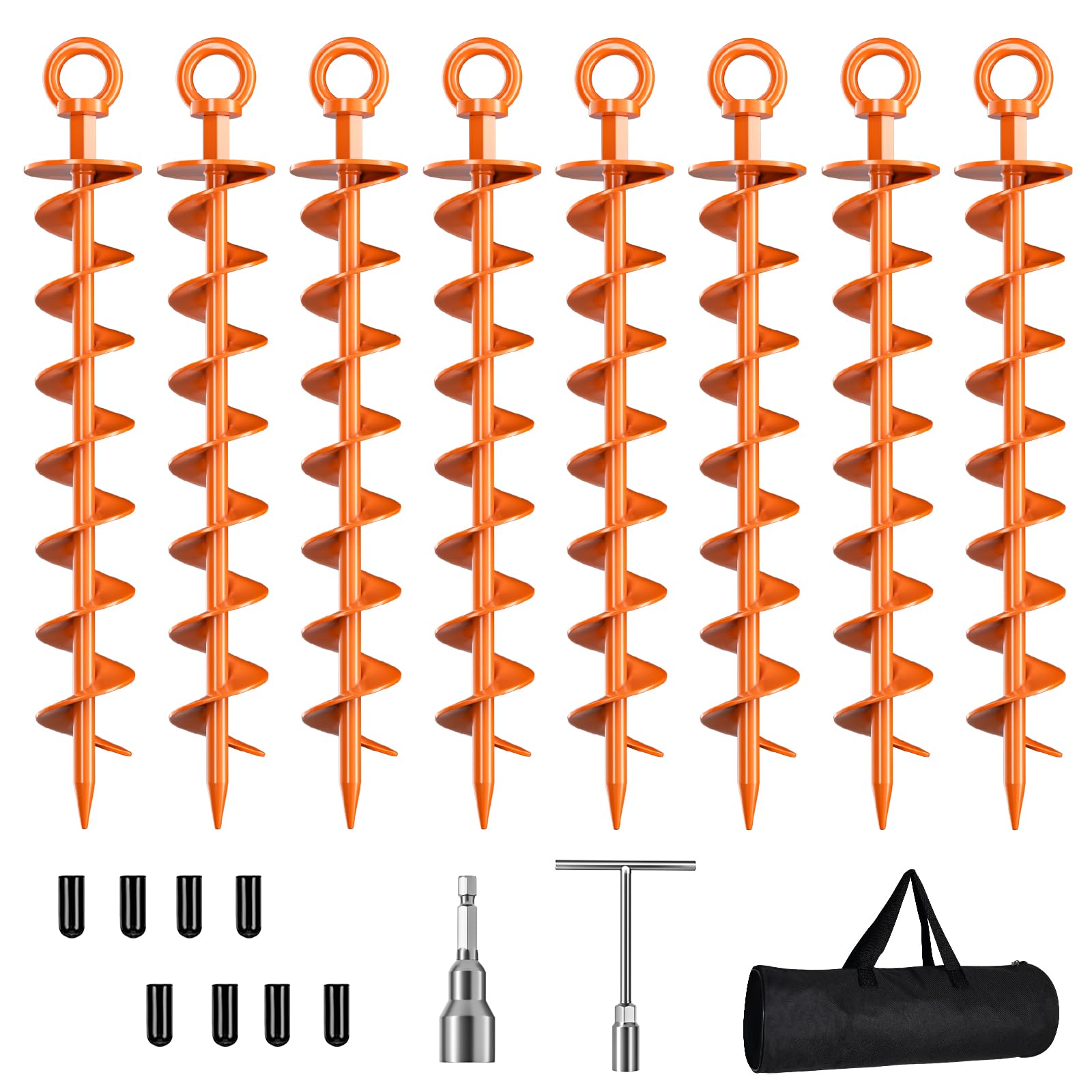 Amazon.com : Ground Anchors Screw in, 8 Pack Spiral Trampoline Anchors ...