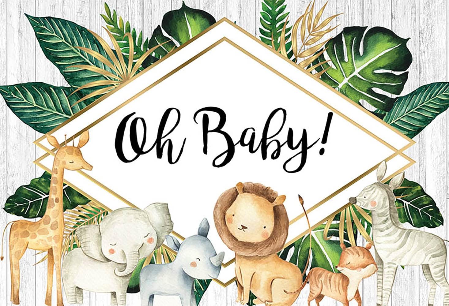 Amazon.com : MEHOFOND Safari Baby Shower Backdrop Jungle Wild Animals ...