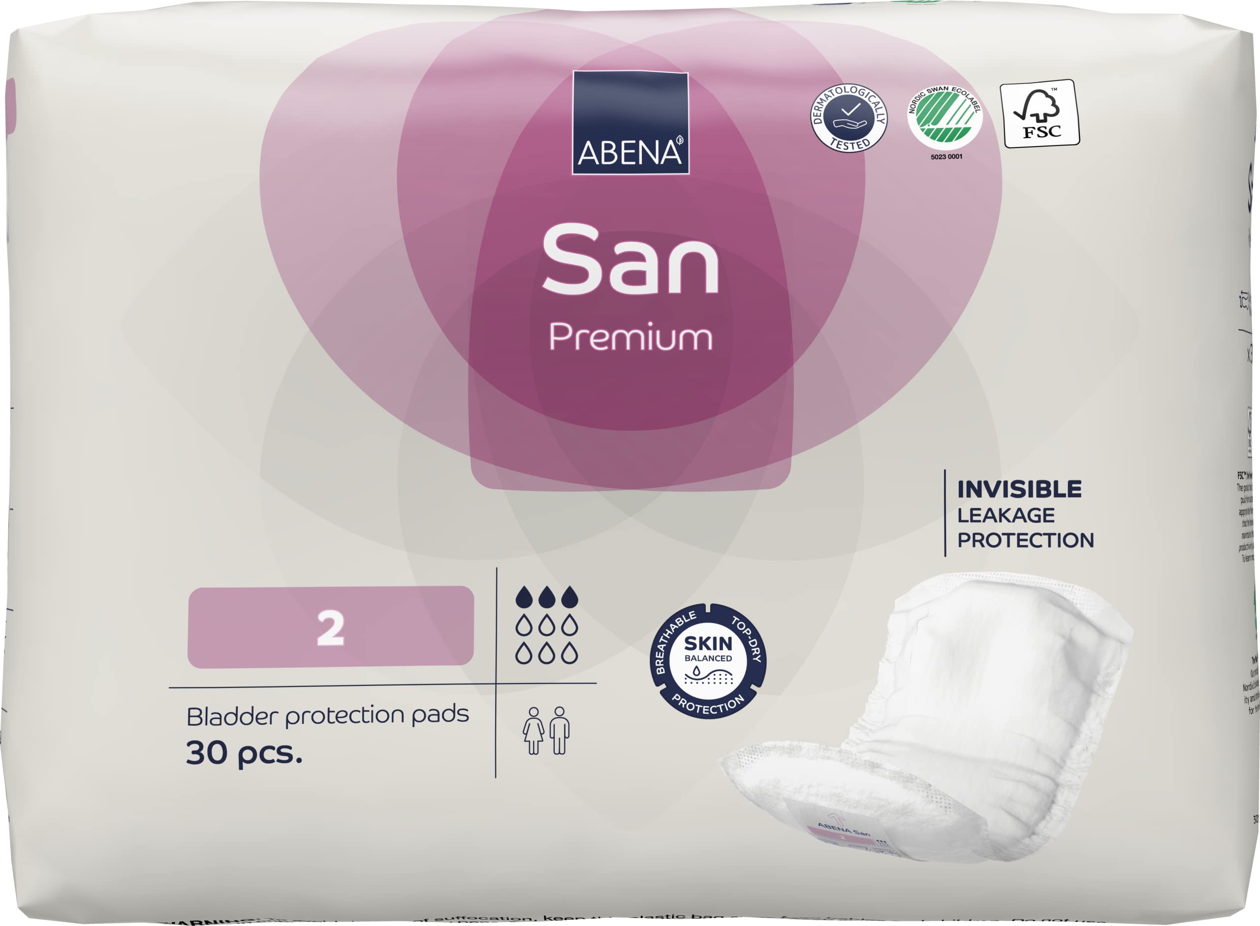 Abena San 2 Premium Incontinence Pads Women and Men | 350ml Absorbency ...