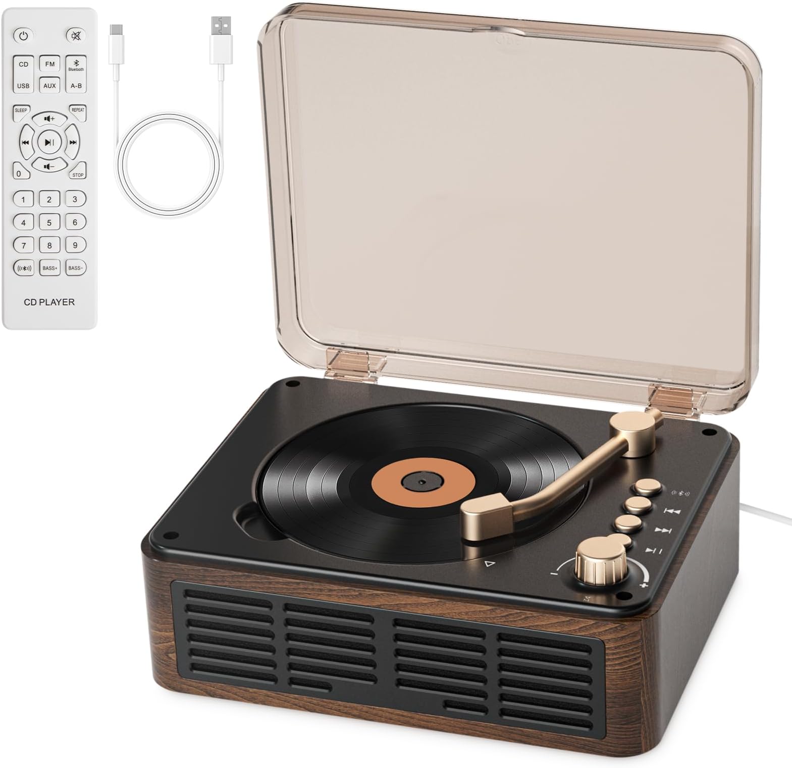 Amazon.com: Gueray CD Player with Speakers HiFi Stereo Sound for Home ...