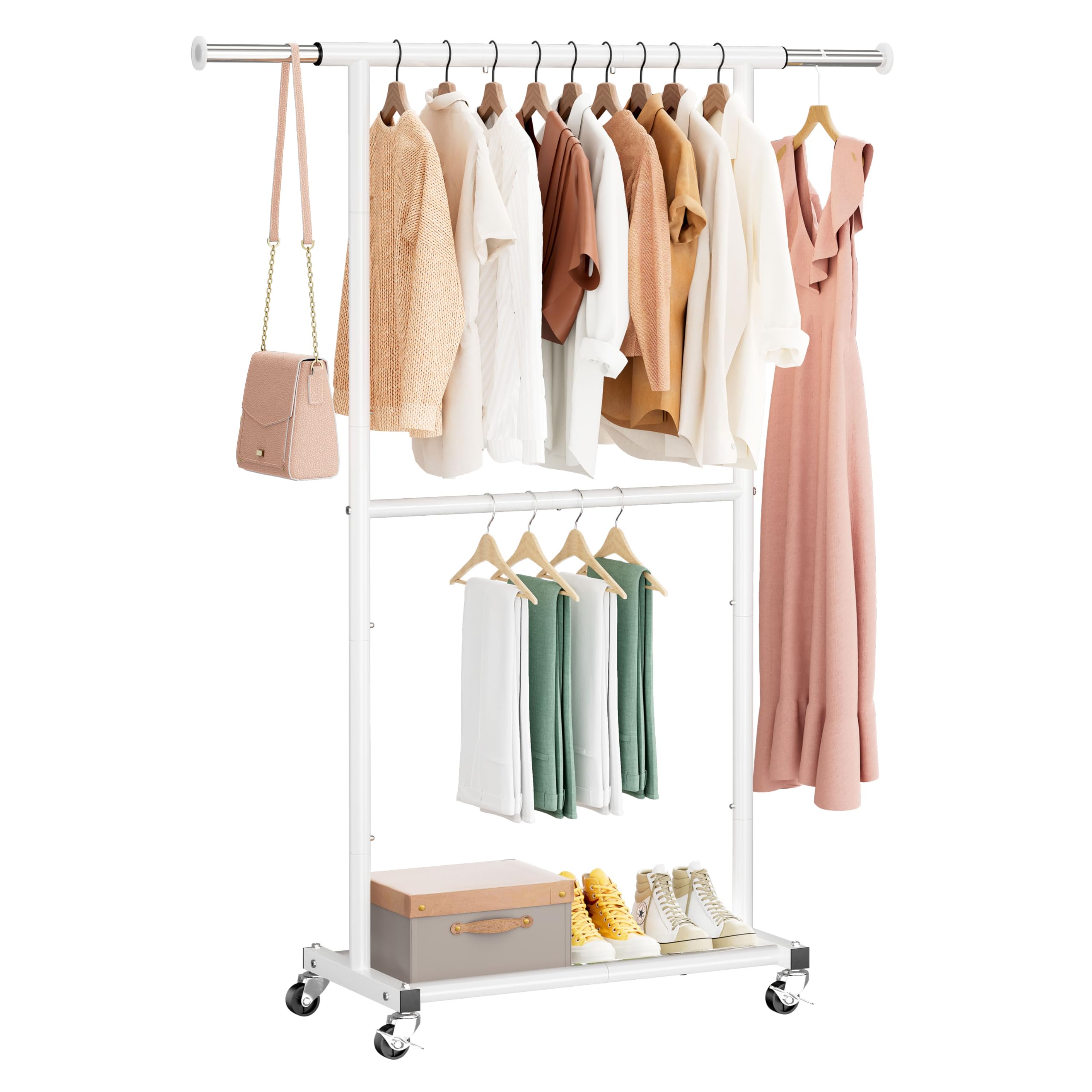 Amazon.com: MWQ Standard Clothes Garment Rack on Wheels, 50in Long ...