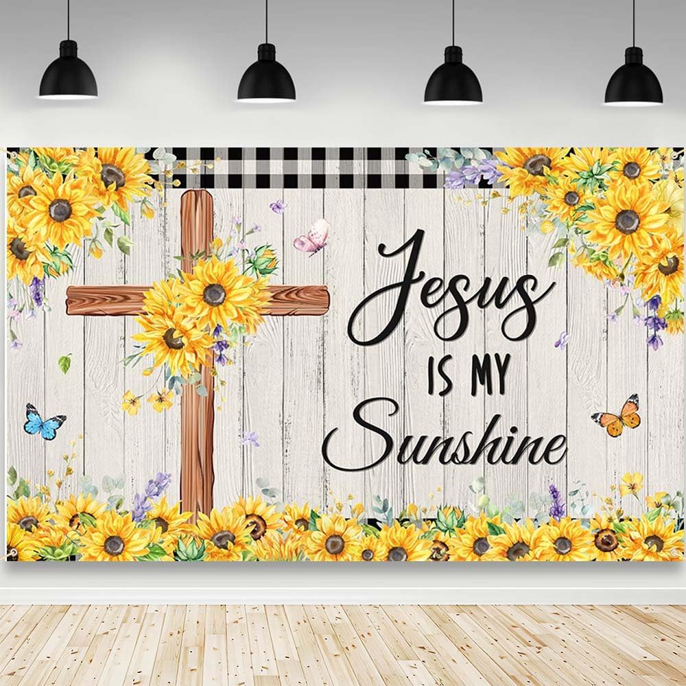 Amazon.com : AIBIIN Jesus is My Sunshine Backdrop Religious Cross Faith ...