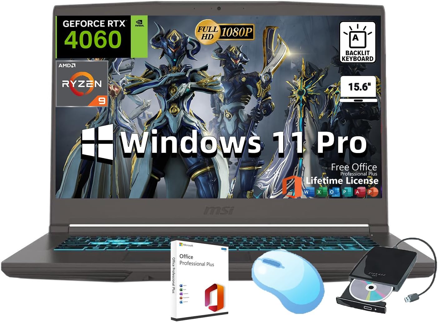 Amazon.com: MSI Thin 15 Gaming Laptop, NVIDIA GeForce RTX 4060 Laptop ...