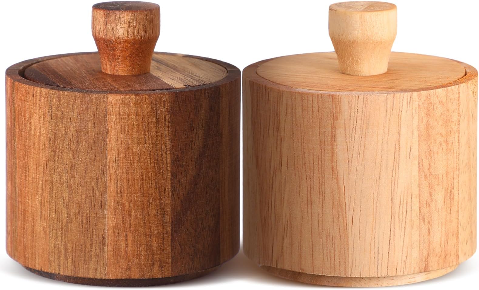 Amazon.com: Ziliny 2 Pcs Wooden Pepper Salt Box Cellar with Lid Set ...