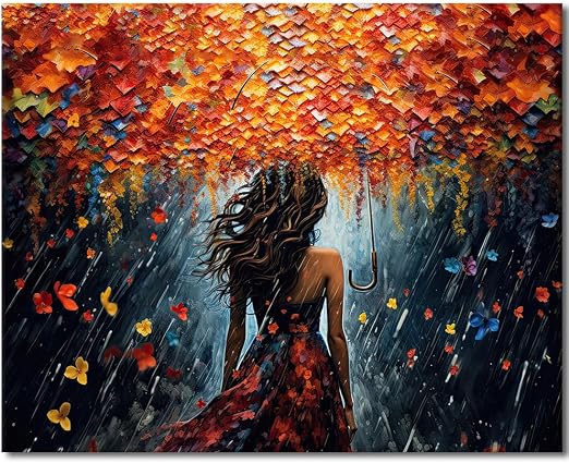 Amazon.com: TUMOVO DIY Paint by Number Girl in The Rain with an ...