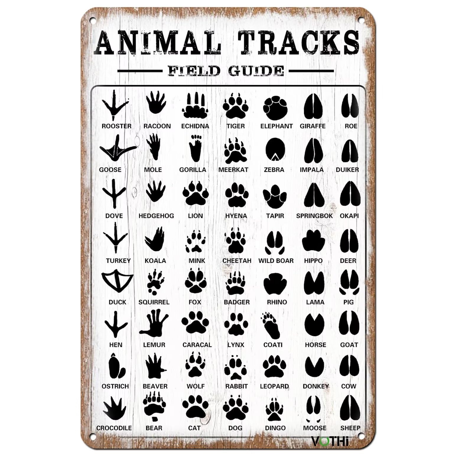 Amazon.com : VOTHI Funny Retro Metal Tin Sign Animal Tracks Field Guide ...