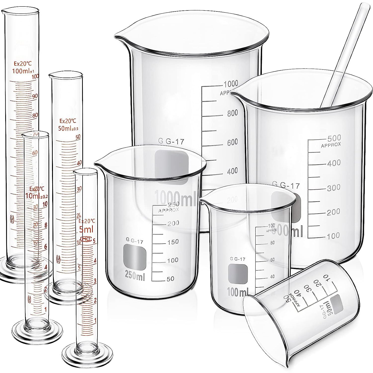 Buy 10pcs Glass Measuring Beaker Graduated Measuring Cylinder with ...