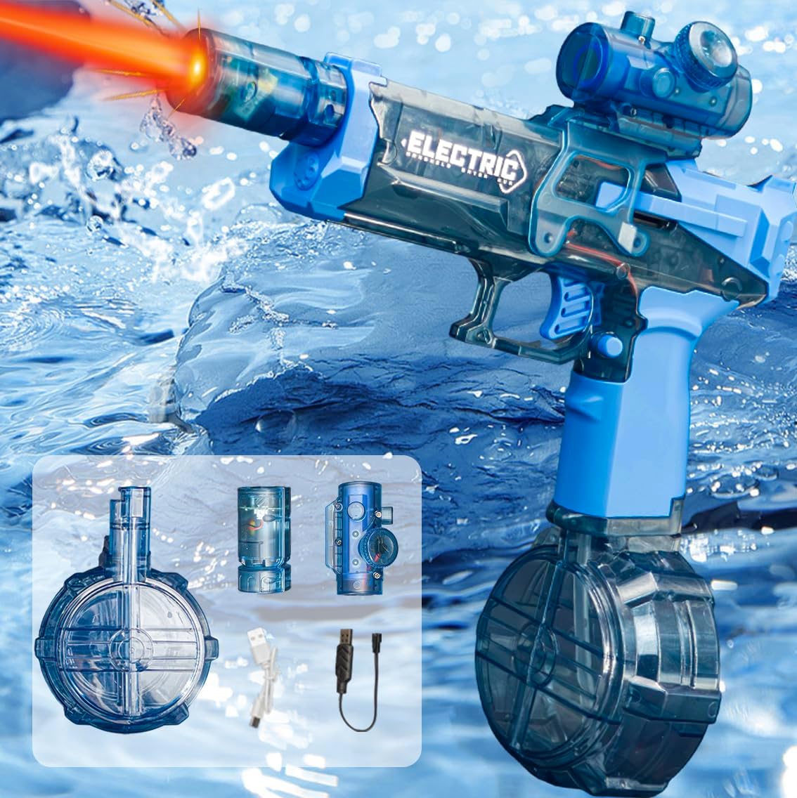 Amazon.com: Flame Light Fully Automatic Water Gun, 28-32 FT Range ...