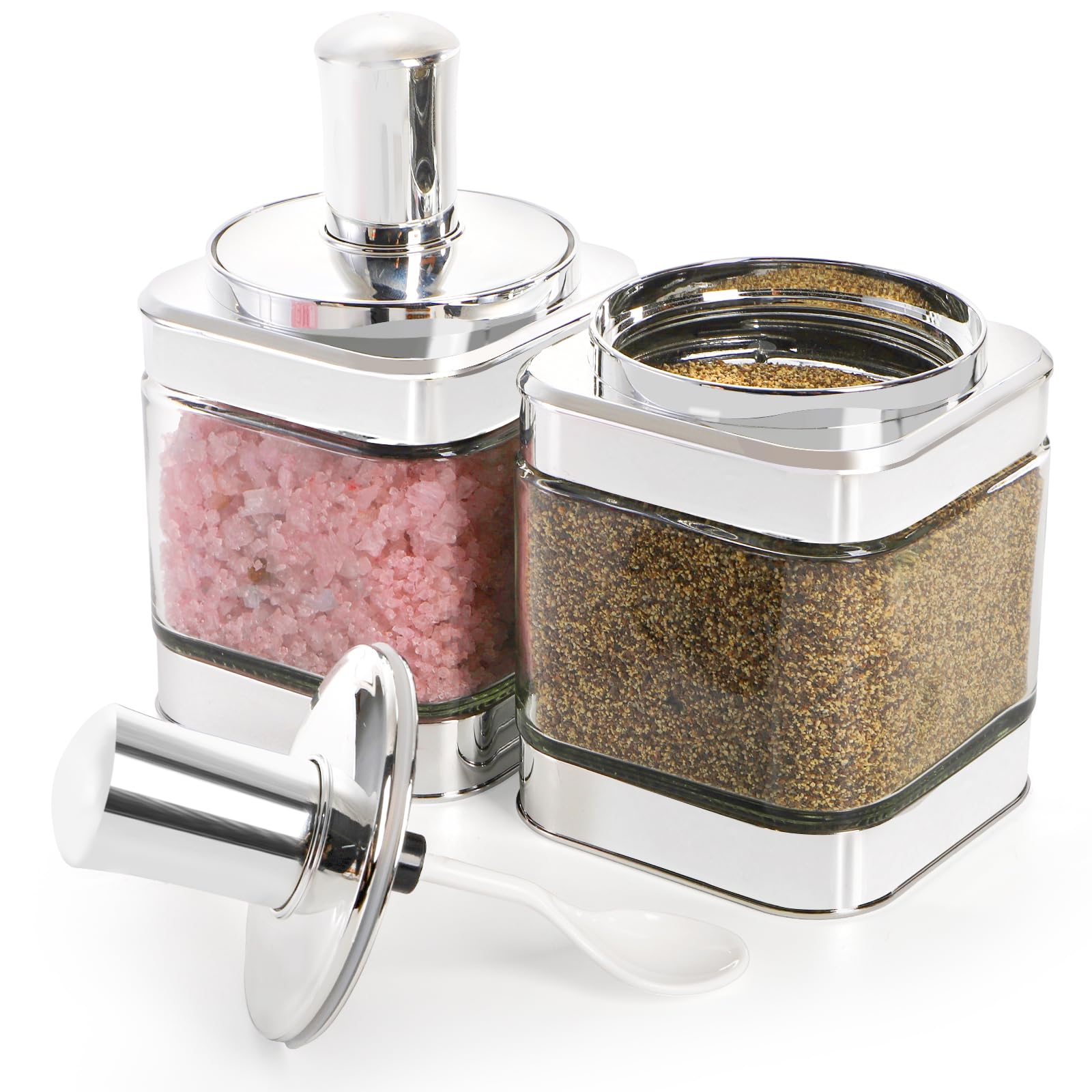 Amazon.com | Mezchi 2 Pack Glass Condiments Container Seasoning Jars ...