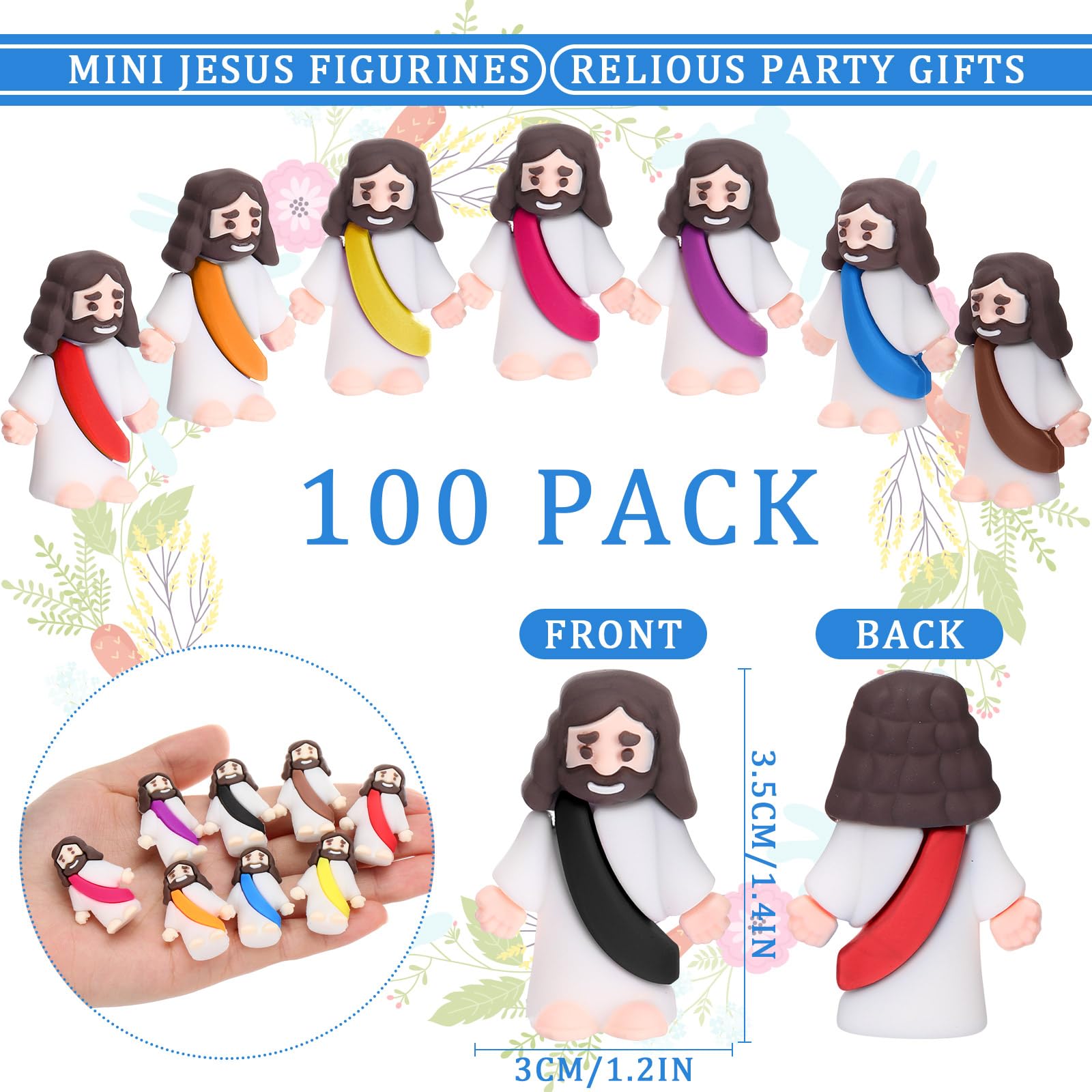 Jesus Loves You Figures BFPT 100 Pack Mini Jesus Figurines Little Jesus ...