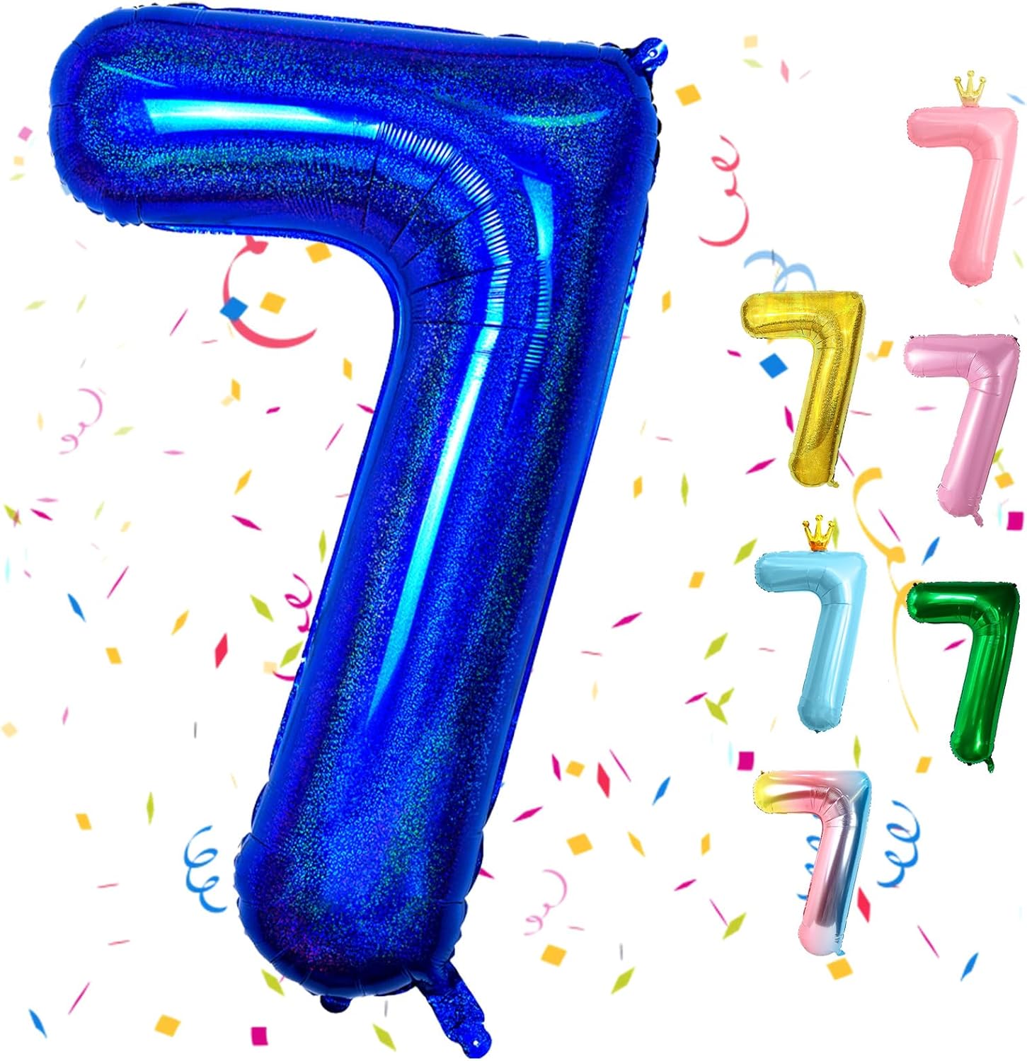 Amazon.com: Dark Blue Number 7 Balloons, 7th Birthday Balloon, 40inch ...