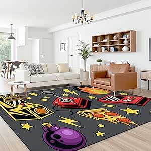 Amazon.com: Area Rug Vintage Style Seamless Retro Arcade Machine Old ...