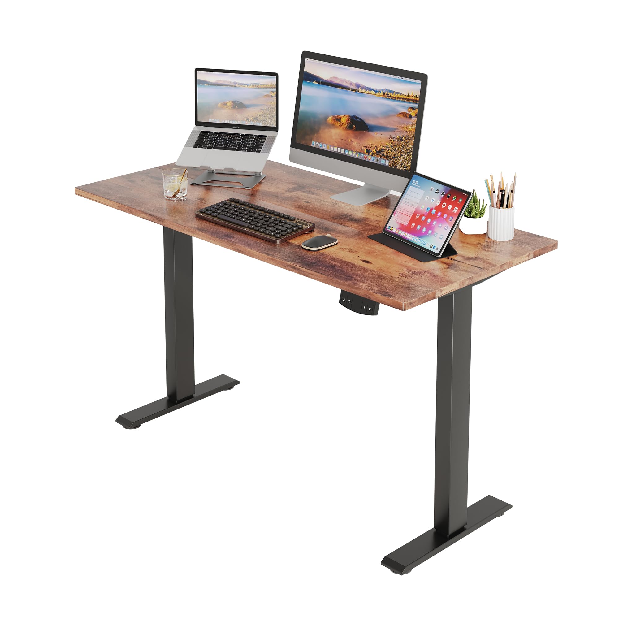 Flrrtenv Height Adjustable Electric Standing Desk, 48" x 24" Computer ...
