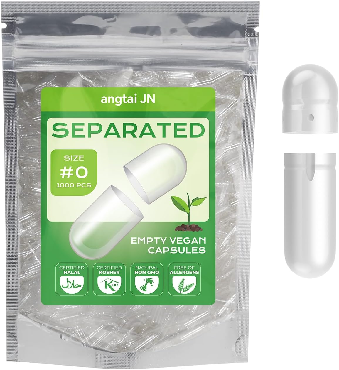 Amazon.com: Angtai JN Empty Capsules Size 0,Vegan Separated Capsules ...
