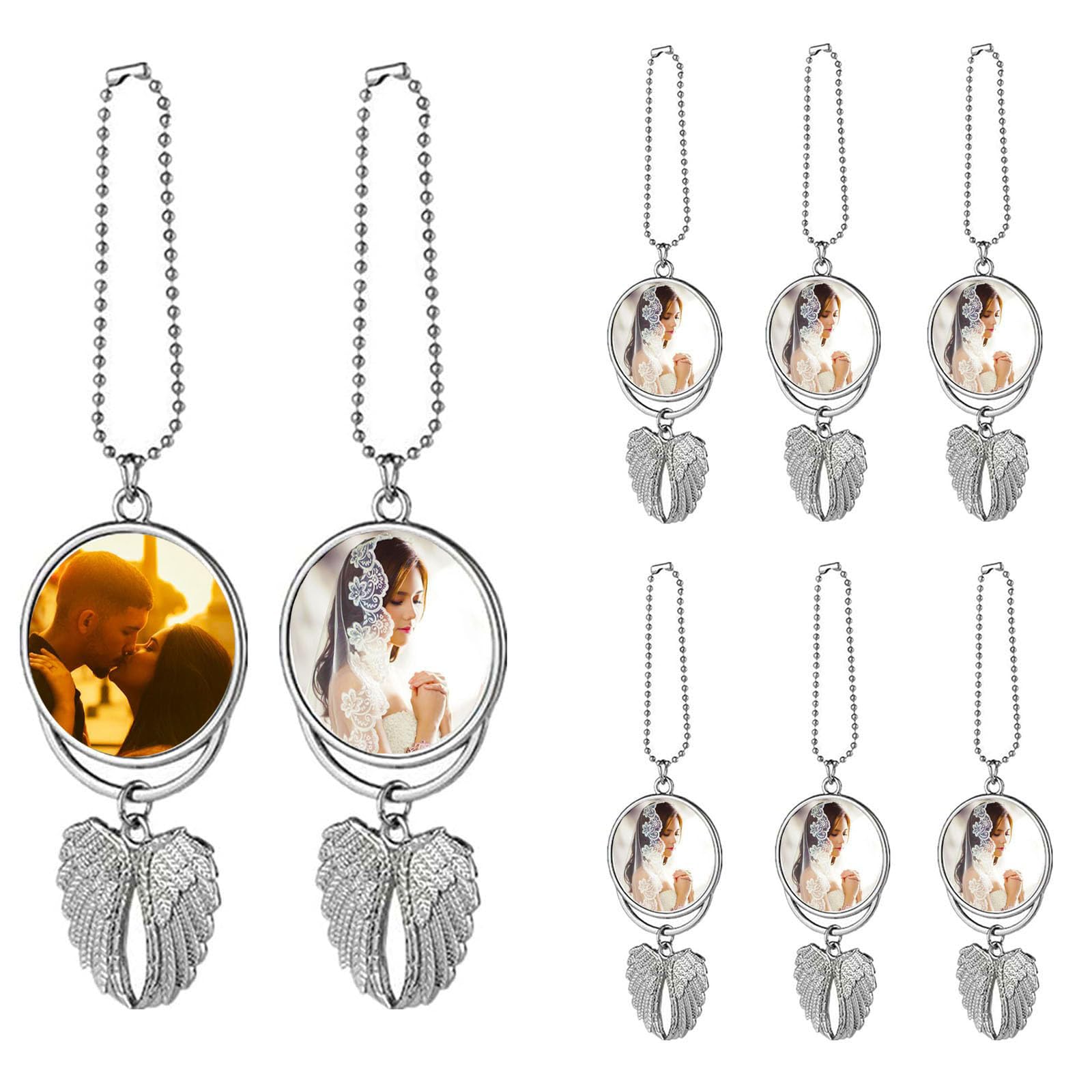 Amazon.com: 8 Set Silver Angel Wing Sublimation Blank Car Hanging ...