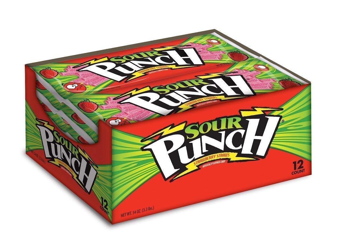 Amazon.com : Sour Punch Straws, Sweet & Sour Strawberry Fruit Flavor ...