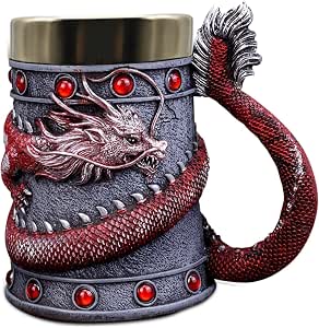 Amazon.com | 600ml Gothic beer mug, fantasy black silver oatmeal cup ...