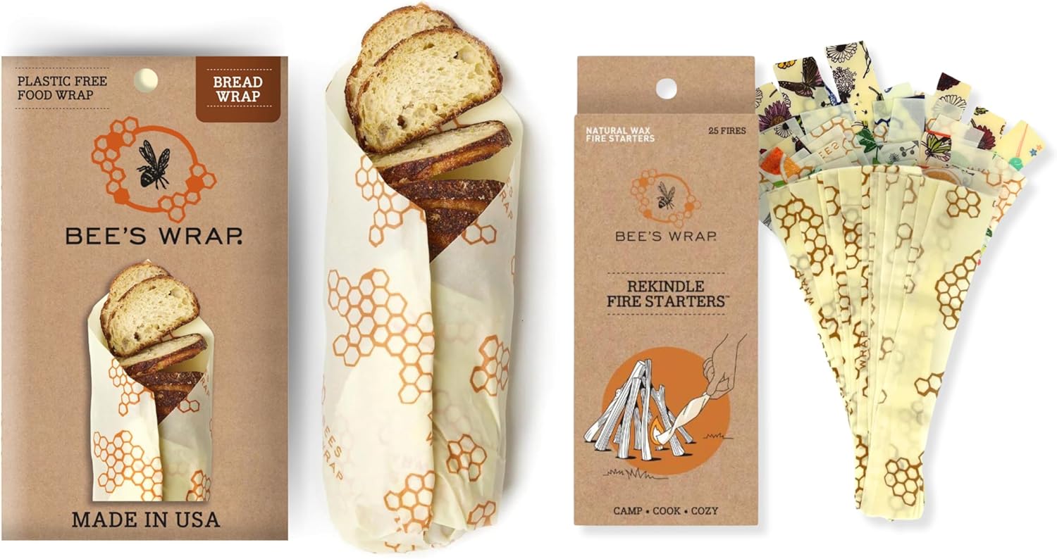 Amazon.com: Bee's Wrap Outdoor Bundle, Reusable Beeswax Bread Wrap ...