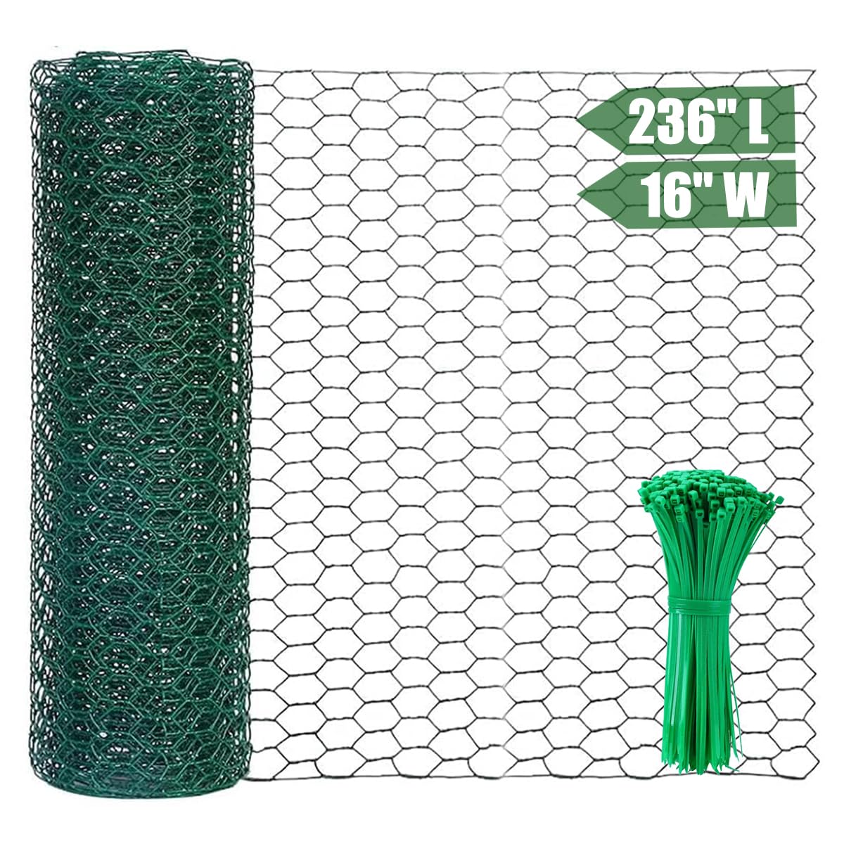 Wonninek 6mx0.4m Chicken Wire Fence Green Chicken Wire Netting ...
