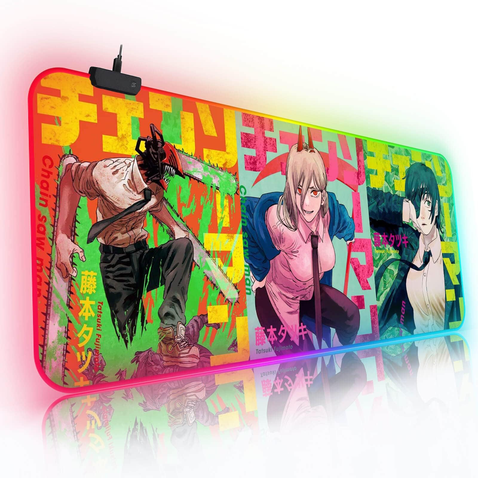 Amazon.com: Chainsaw Man RGB Mouse Pad Large Power | 14 Light Mode LED ...