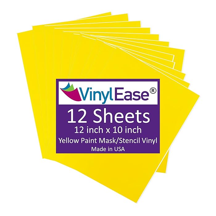 Buy Vinyl Ease 12 inch x 10 inch, 12 Sheets of Yellow Paint Mask ...