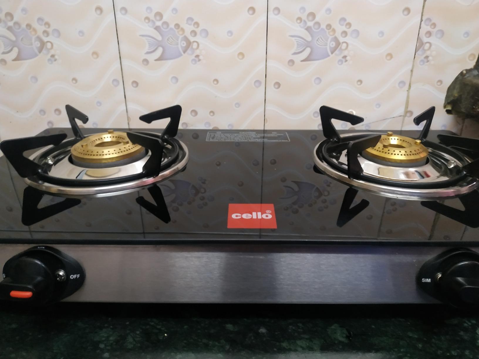 Cello Glorious Glass Top 2 Burner Gas Stove, Manual Ignition, Black ...