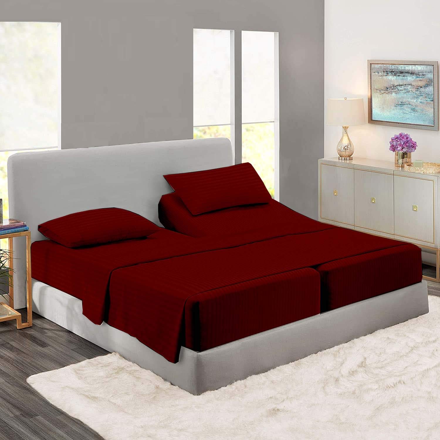 Amazon.com: Split California King Sheets- 5 Piece Adjustable Split ...