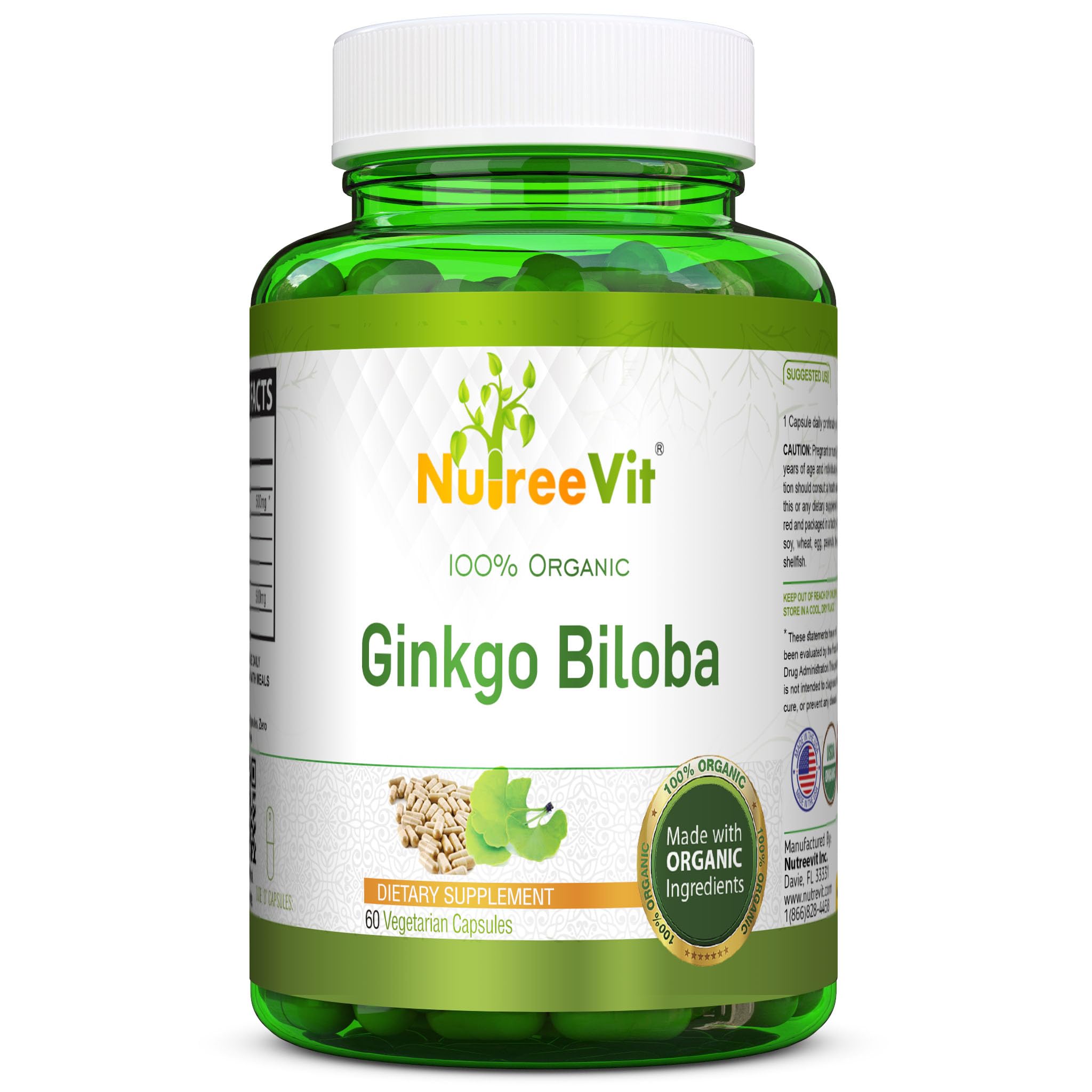 Amazon.com: NutreeVit Ginkgo Biloba Herbal Supplement Capsules (60 ...
