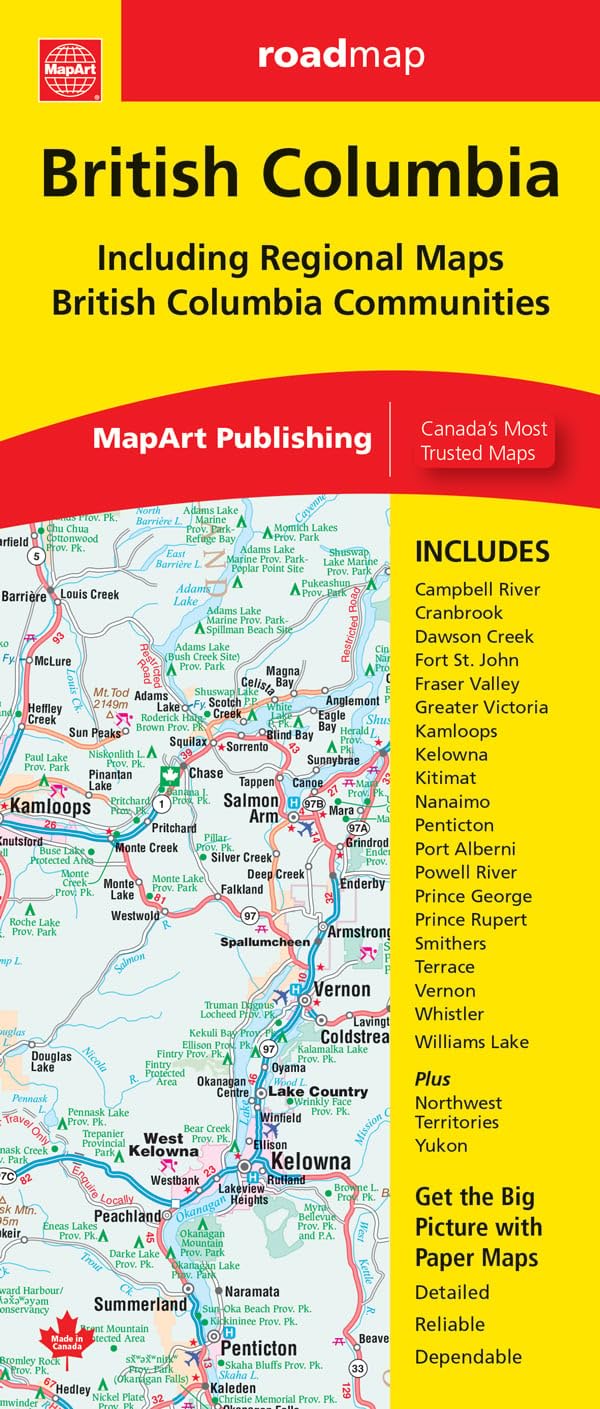 British Columbia Road Map: MapArt Publishing Corporation: 9781554862887 ...