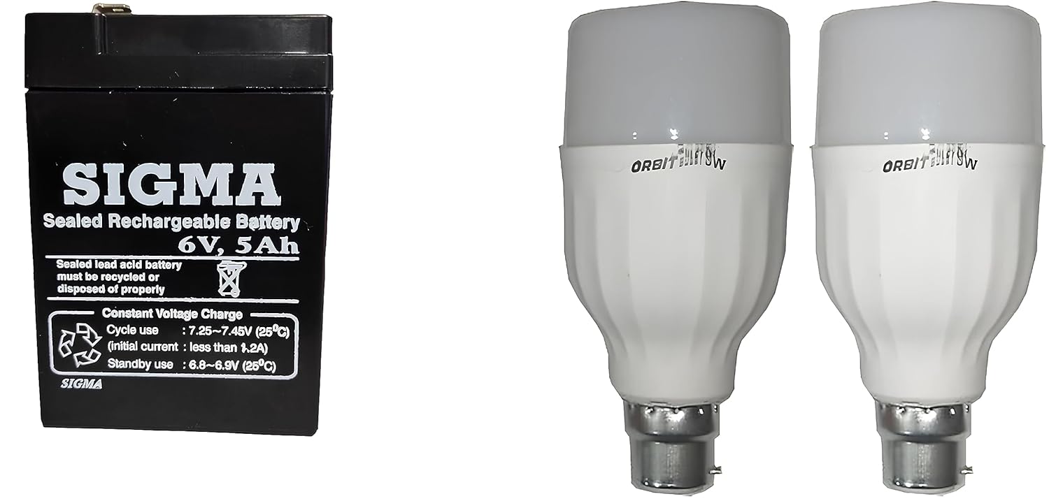 Sigma 6VOLT 5am Battery and 2 pic 6VOLT 9WATT Bulb Combo (6 and 12 Volt ...