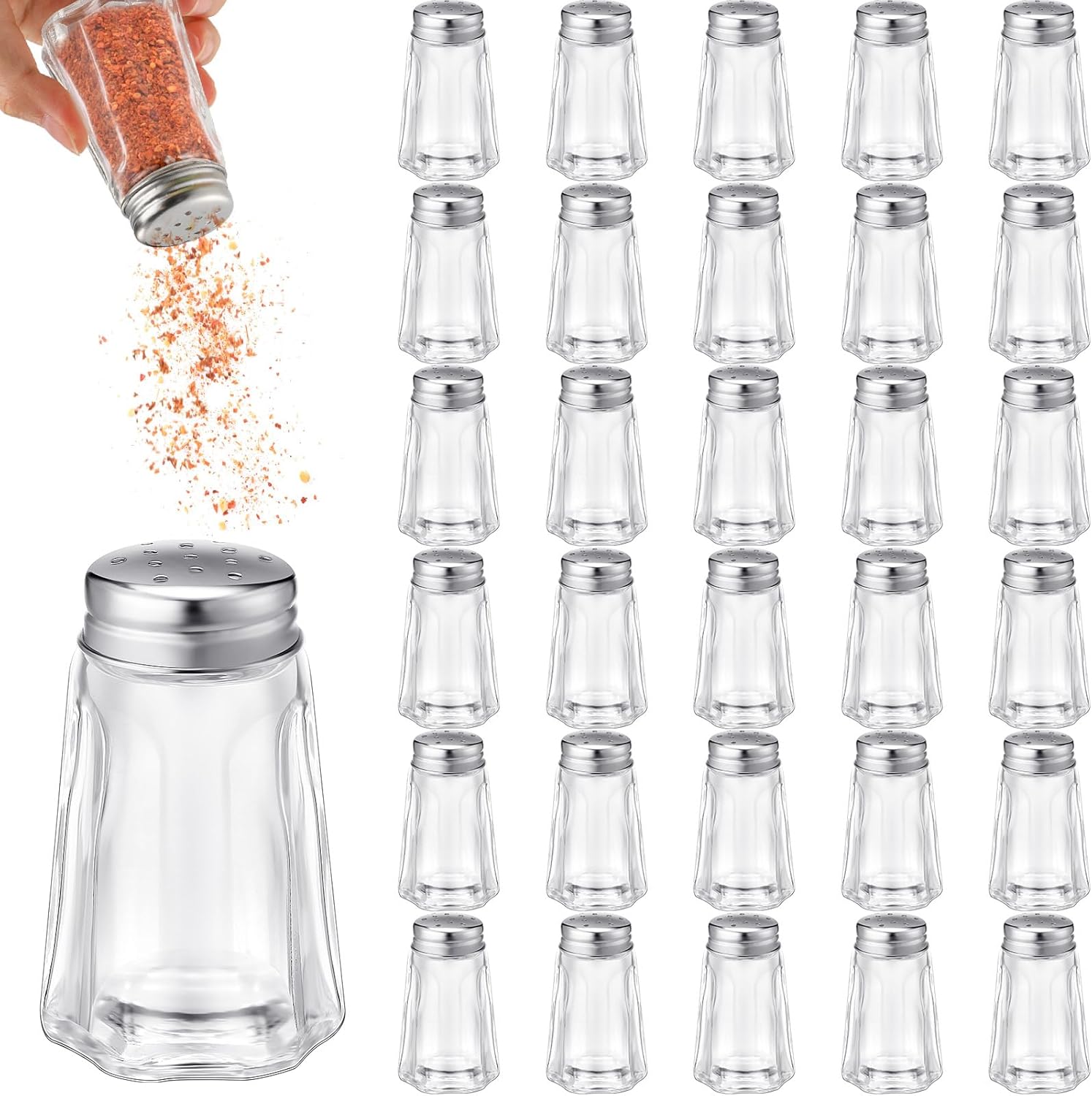 Amazon.com: Uiifan 30 Pcs Glass Salt and Pepper Shakers Bulk Set Small ...