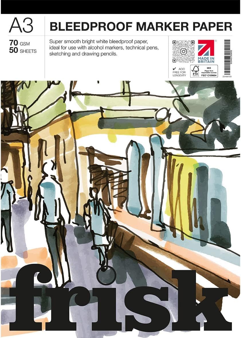 Amazon.com: Frisk Marker Paper Pad A3, White