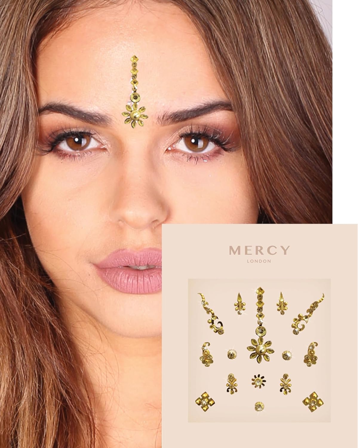 Amazon.com: Floral Gold Bindi Crystal Indian Bindi Face Jewels Gold ...