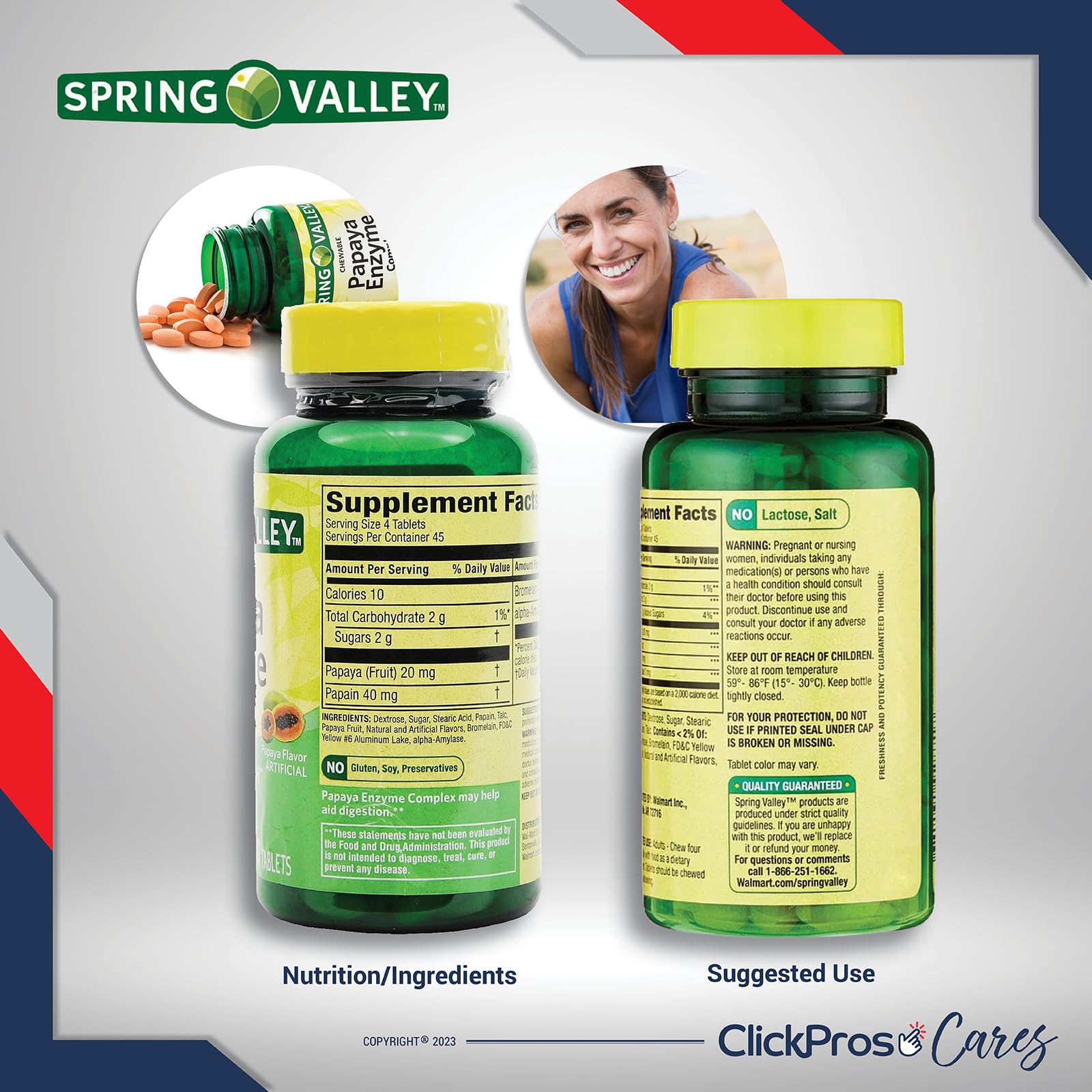 Snapklik.com : Spring Valley Papaya Enzyme Complex Chewable Tablets ...