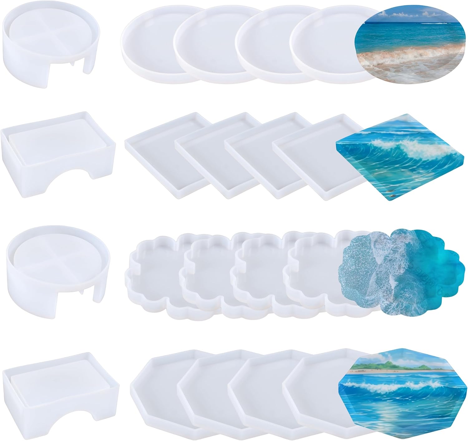 Amazon.com: UXPEYIC 20 Pieces Resin Coaster Molds, Coaster Silicone ...