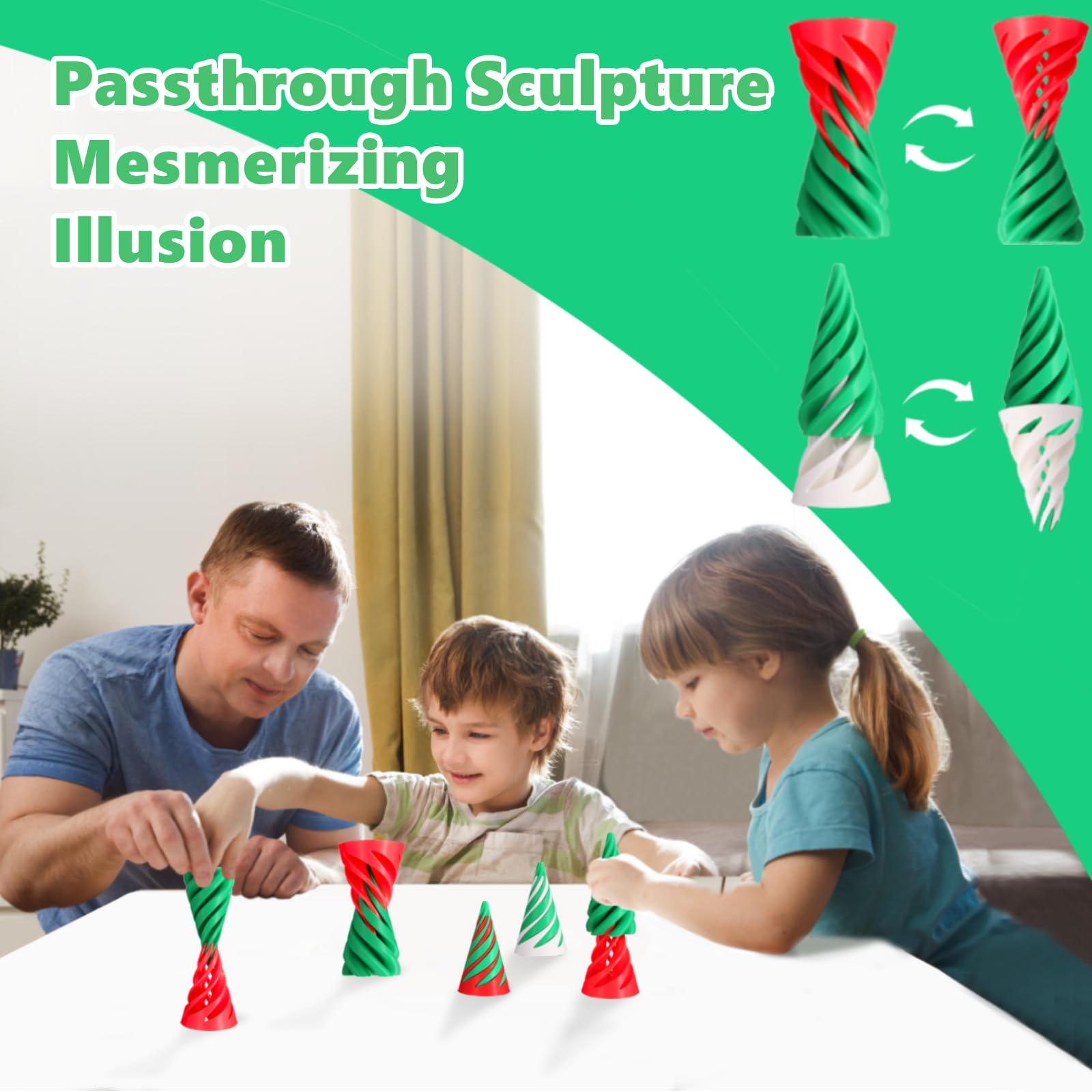 Fidget Toy Pyramid Spiral Cone - 3D Printed Optical Illusion Desk ...