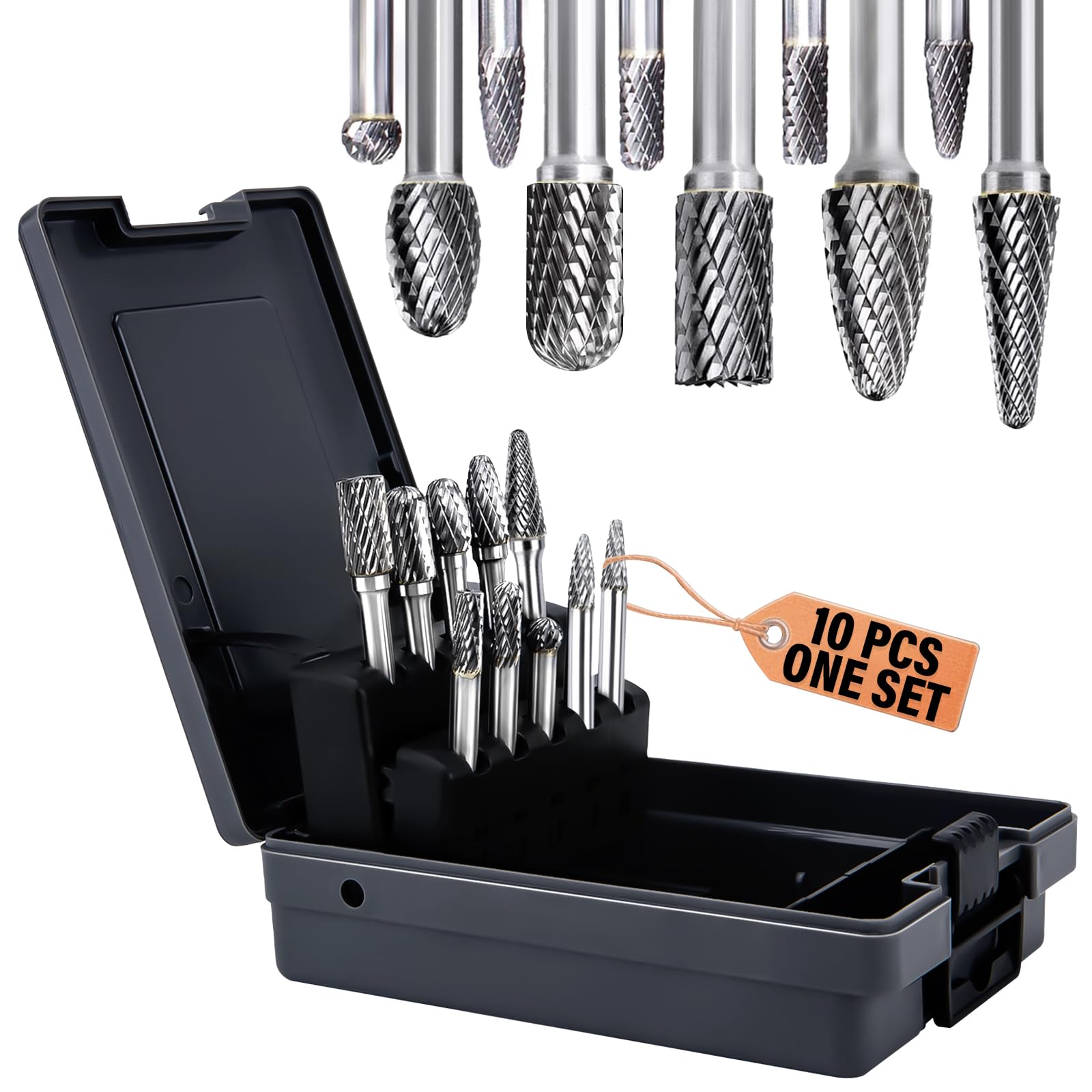 Amazon.com: Carbide Burr Set 1/4" Shank 10PCS Double Cut Carbide Rotary ...