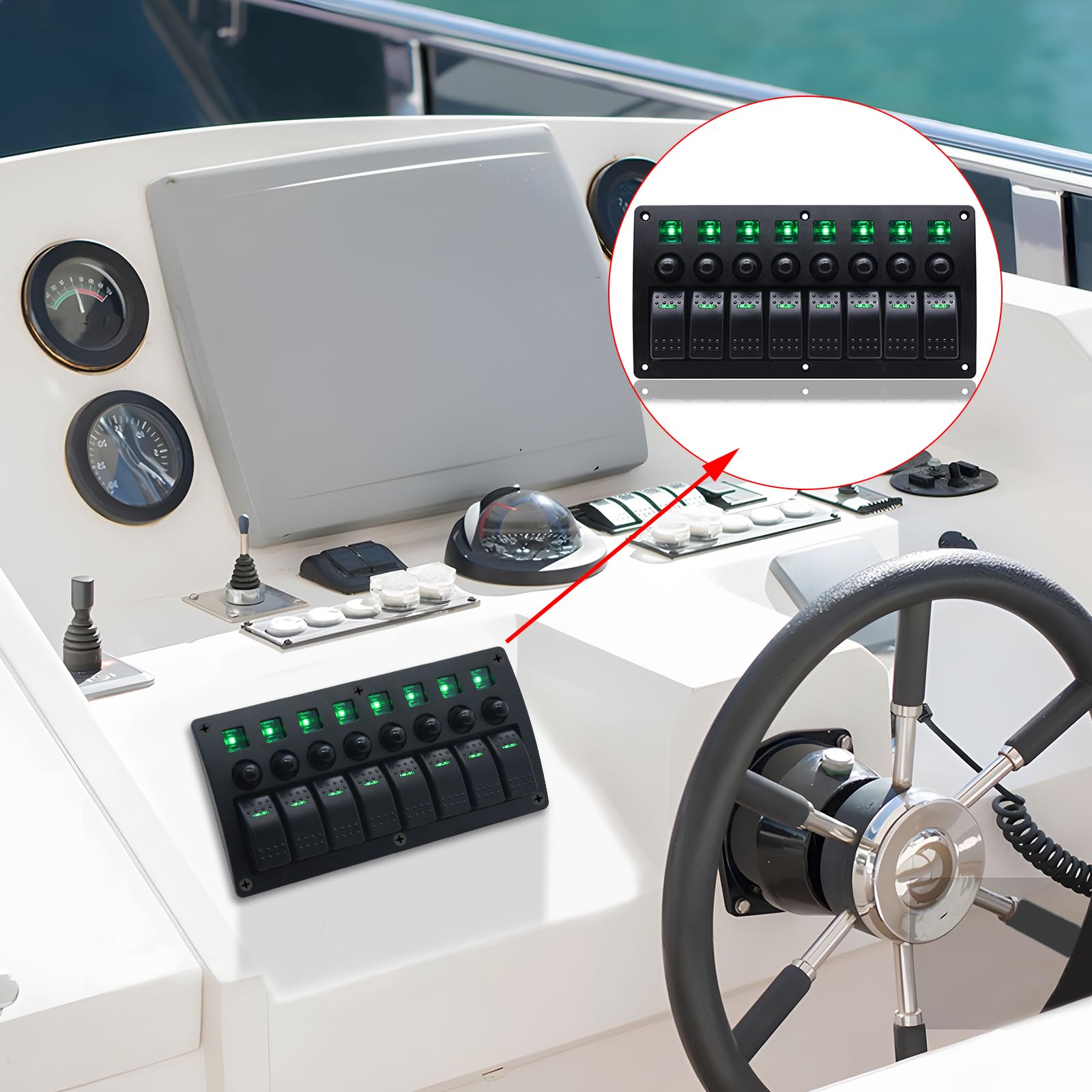Snapklik.com : Geloo 8 Gang Marine Rocker Switch Panel, Boat Switch ...