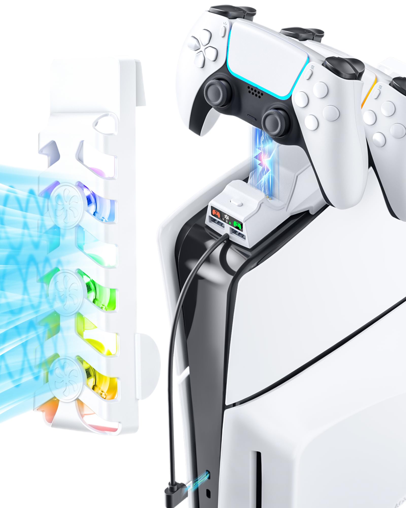 Amazon.com: PS5 Controller Charger PS5 Sim Cooling Fan: PS5 Station ...