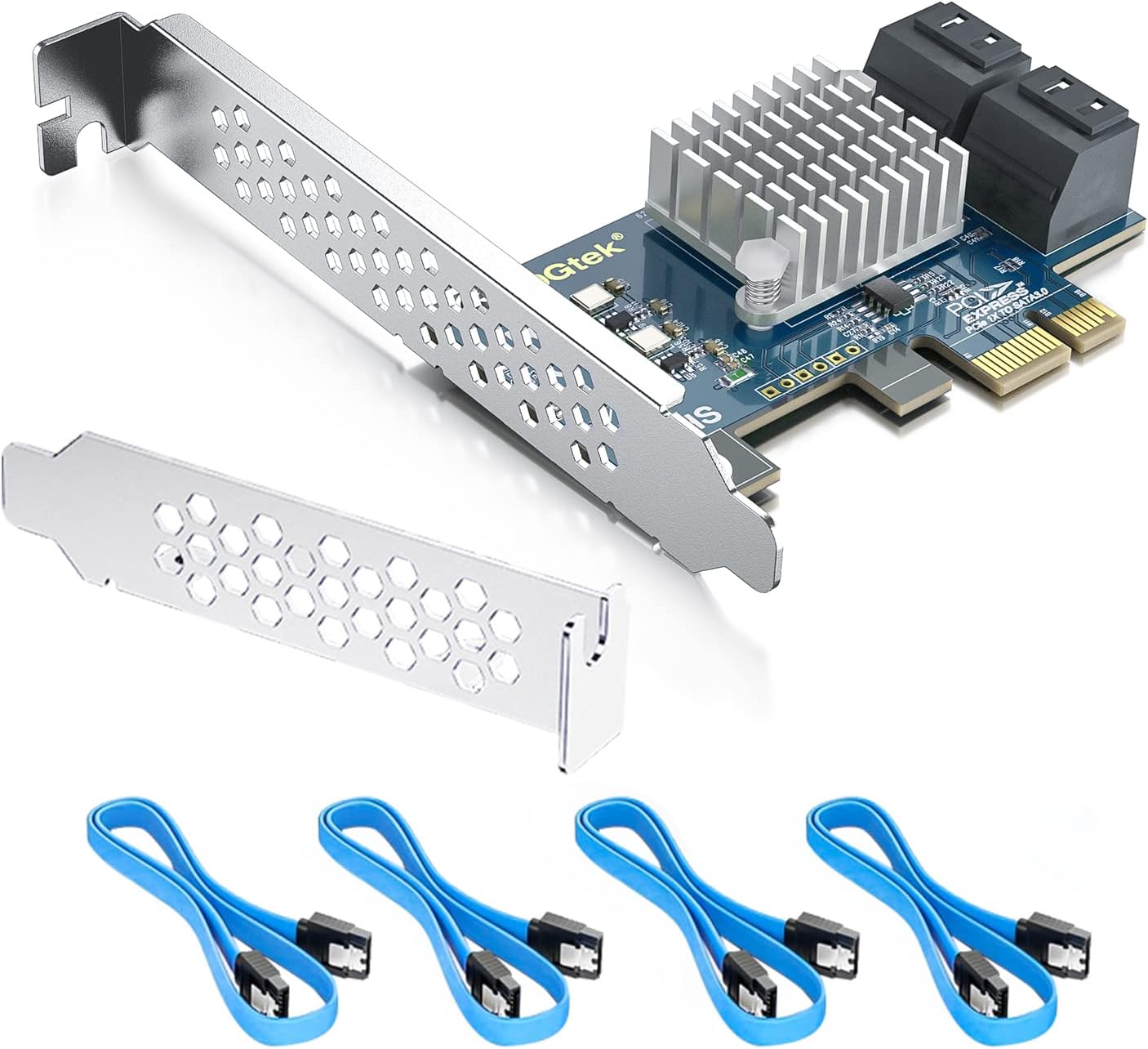 Amazon.com: PCIE 1X SATA Card 4 Ports,with Low Profile Bracket, PCIE to ...
