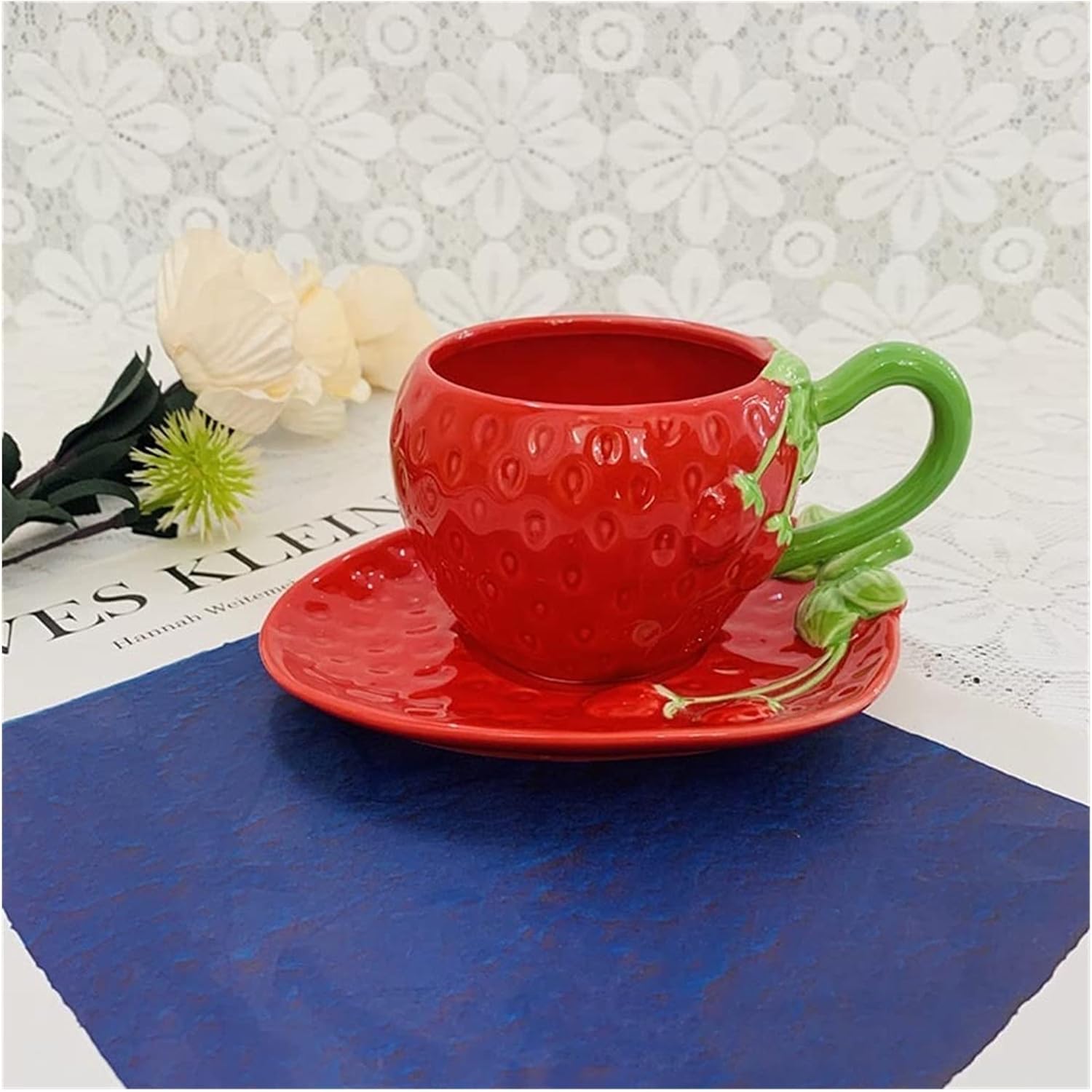 Amazon.com | Coffee Mugs Strawberry Ceramic Cup Red Coffee Cup and ...