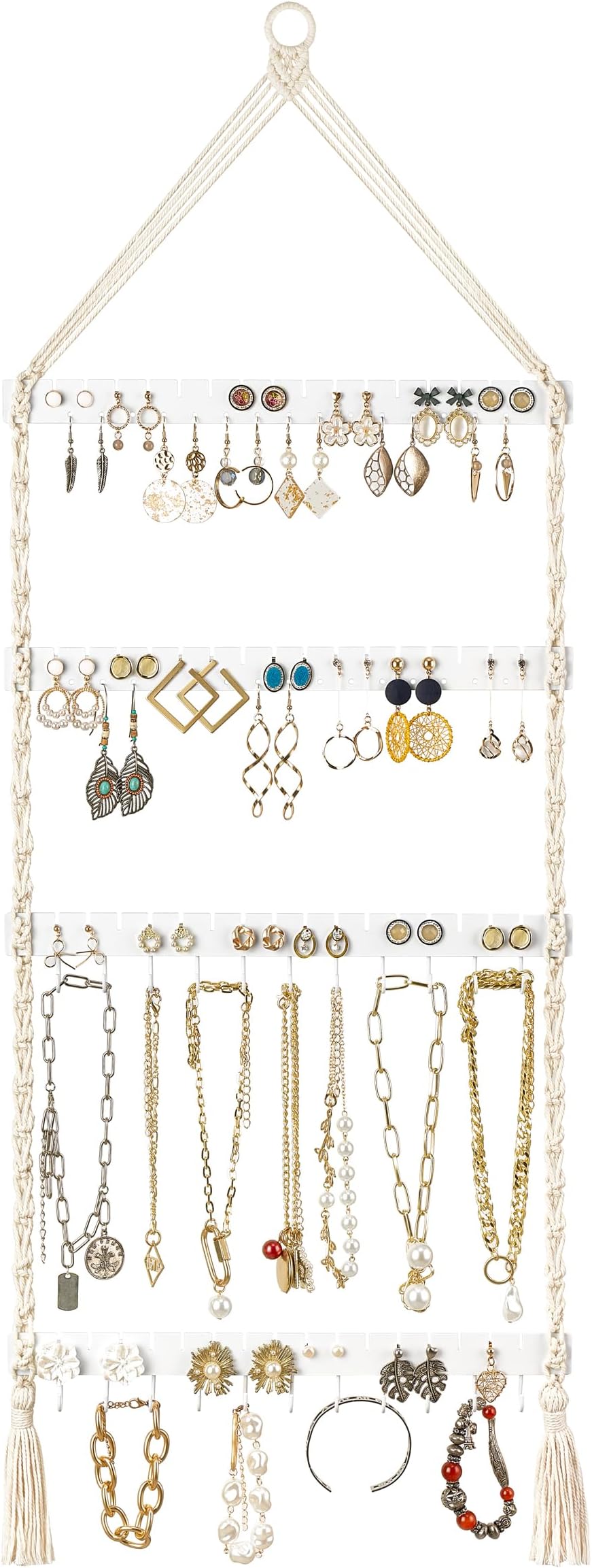 Amazon.com: 2 Pack Hanging Jewelry Organizer Wall Mounted Necklace ...