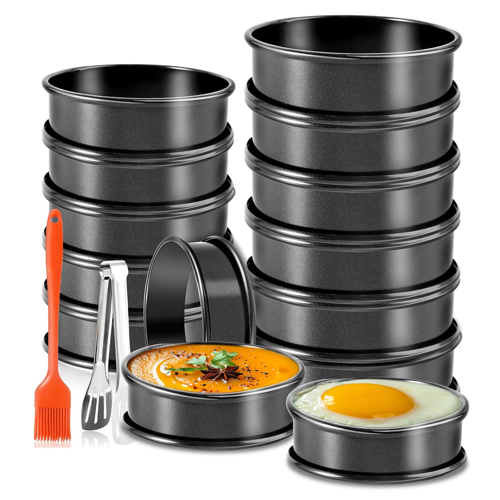 Amazon.com: ASIEAO 12Pack English Muffin Rings,4 Inch+3.35 Inch Set ...