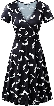 Amazon.com: MSBASIC Plus Size Halloween Dresses Black Party Dress Bat L : Clothing, Shoes & Jewelry