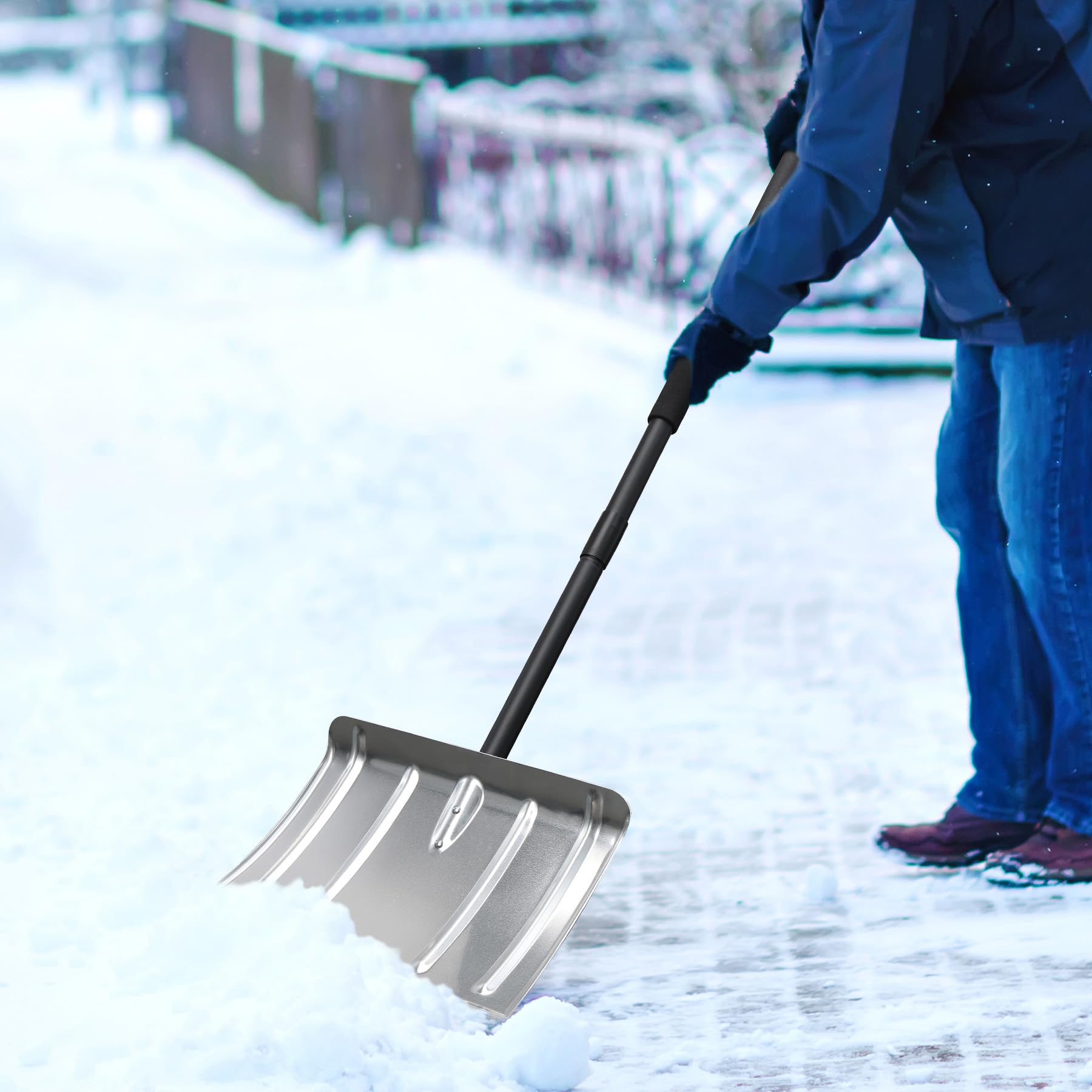 Amazon.com : JAOTREL Snow Shovel for Driveway,68 Inches Handle Heavy ...
