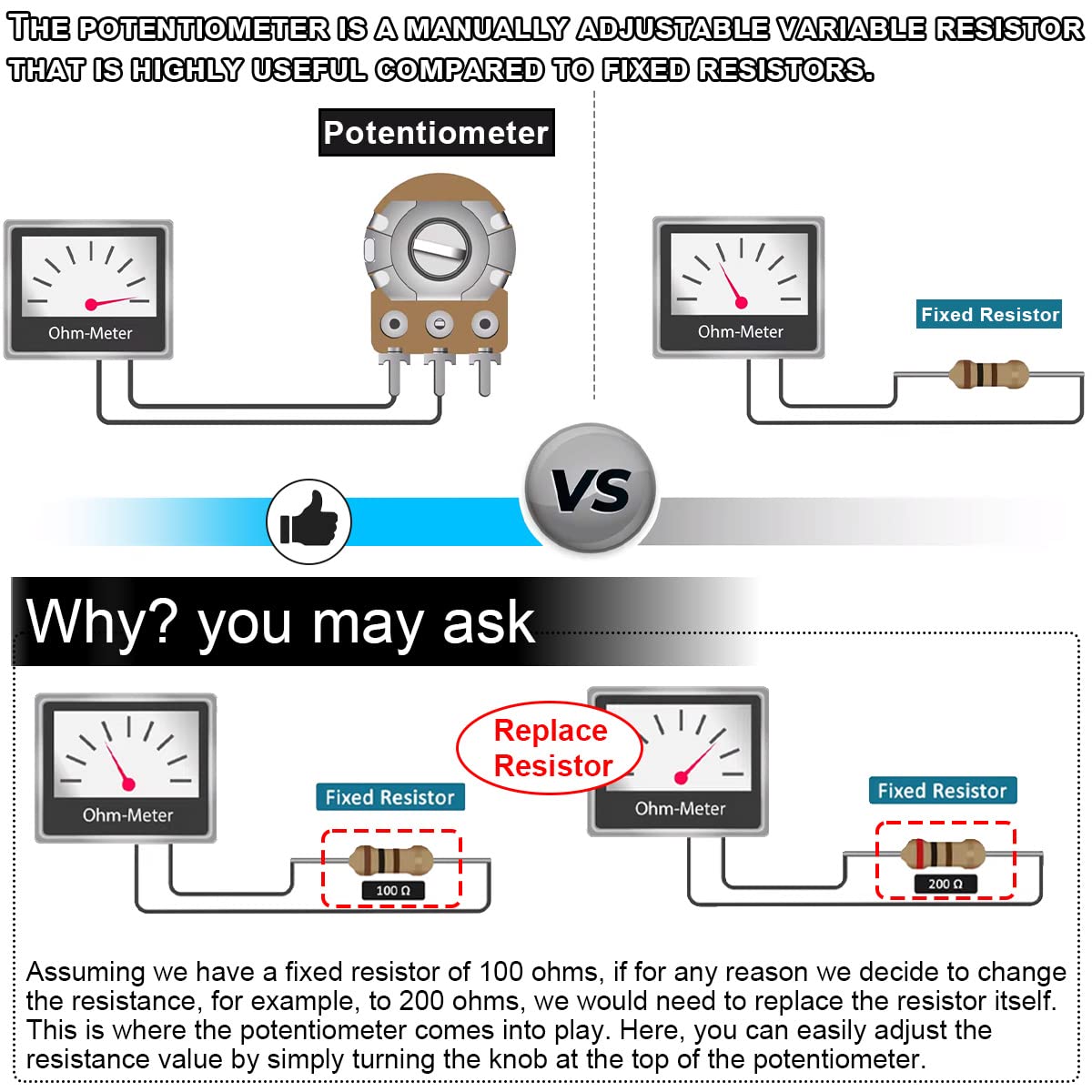 Diagrama de fiação de potenciômetro com resistor de 500k