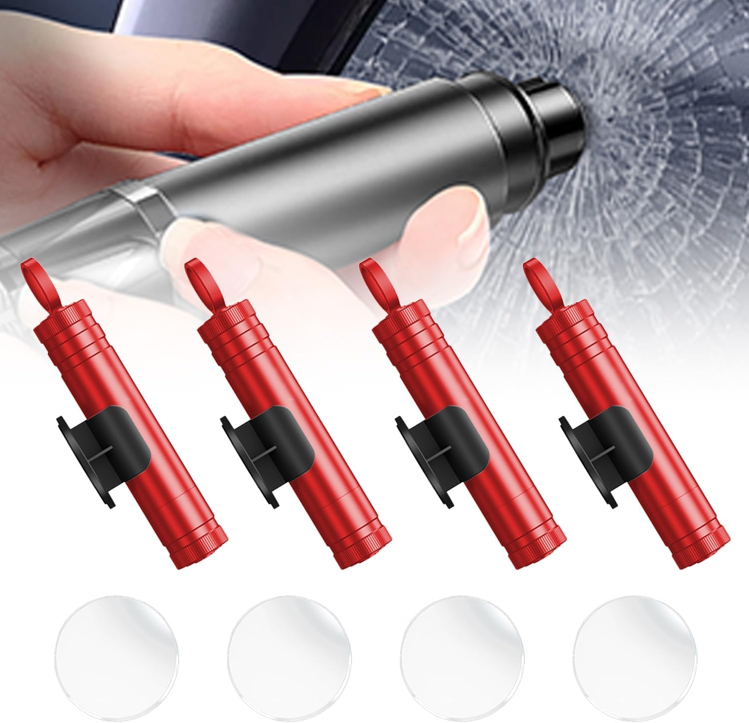 4Pack Safe Hammer Car Window Breaker and Seatbelt Cutter, Instantly ...