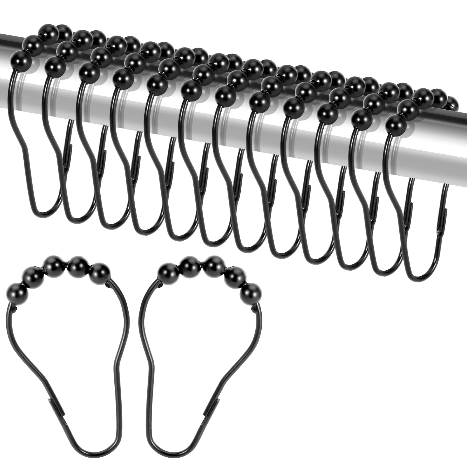 Amazon.com: Shower Curtain Rings,Shower Curtain Hooks,Rust Proof Secure ...