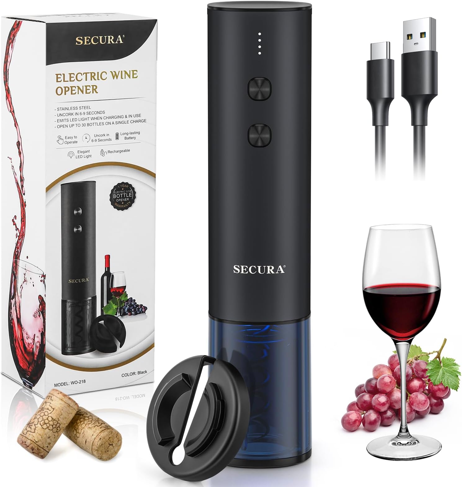 Amazon.com: Secura Electric Wine Opener, Automatic Electric Wine Bottle ...