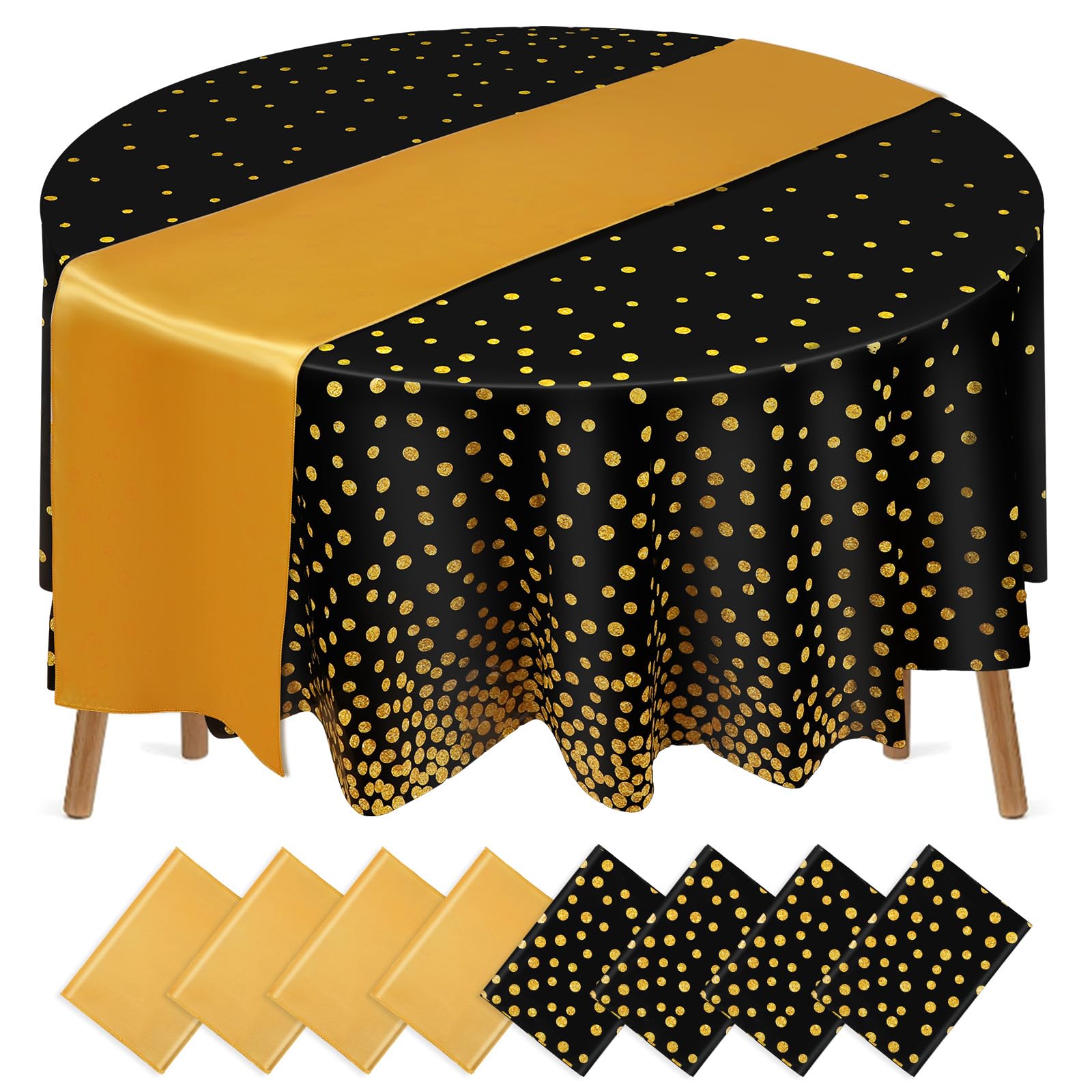 Amazon.com: Preboun 4 Sets Satin Table Runner and Plastic Round ...